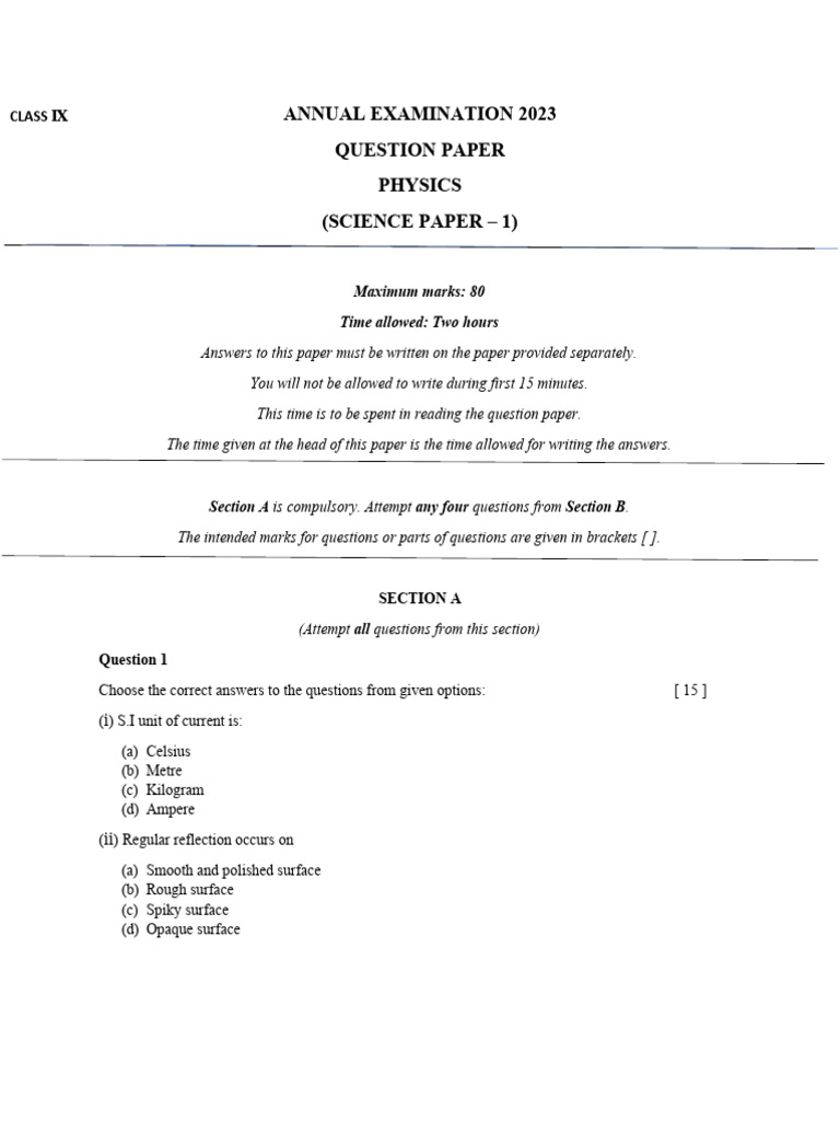 ICSE 2023 Class 9 ANNUAL EXAMINATION | PDF | Waves | Hertz