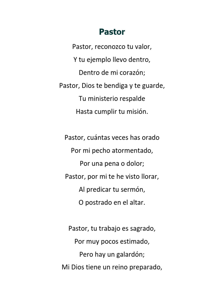Pastor Letra | PDF