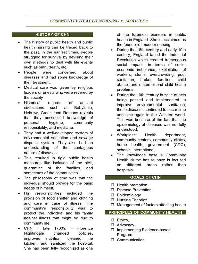 CHN2 Mod 1 Transes | PDF | Health Care | Health Sciences