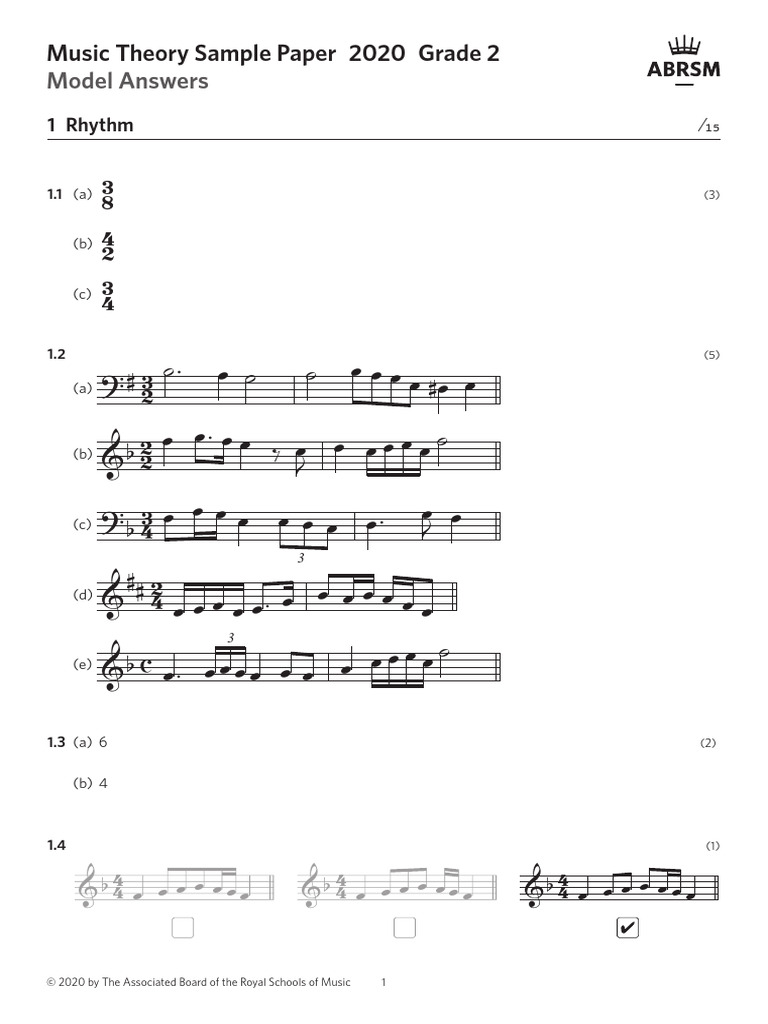 Music Theory Grade 2 Sample Model Answers 200825 | PDF