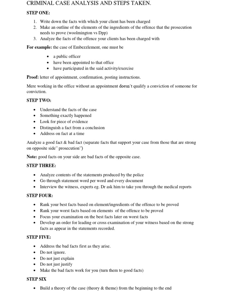 Criminal Case Analysis and Steps Taken | PDF | Witness | Prosecutor
