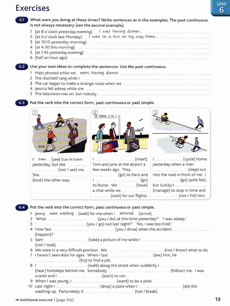 Past Continuos Exercises | PDF