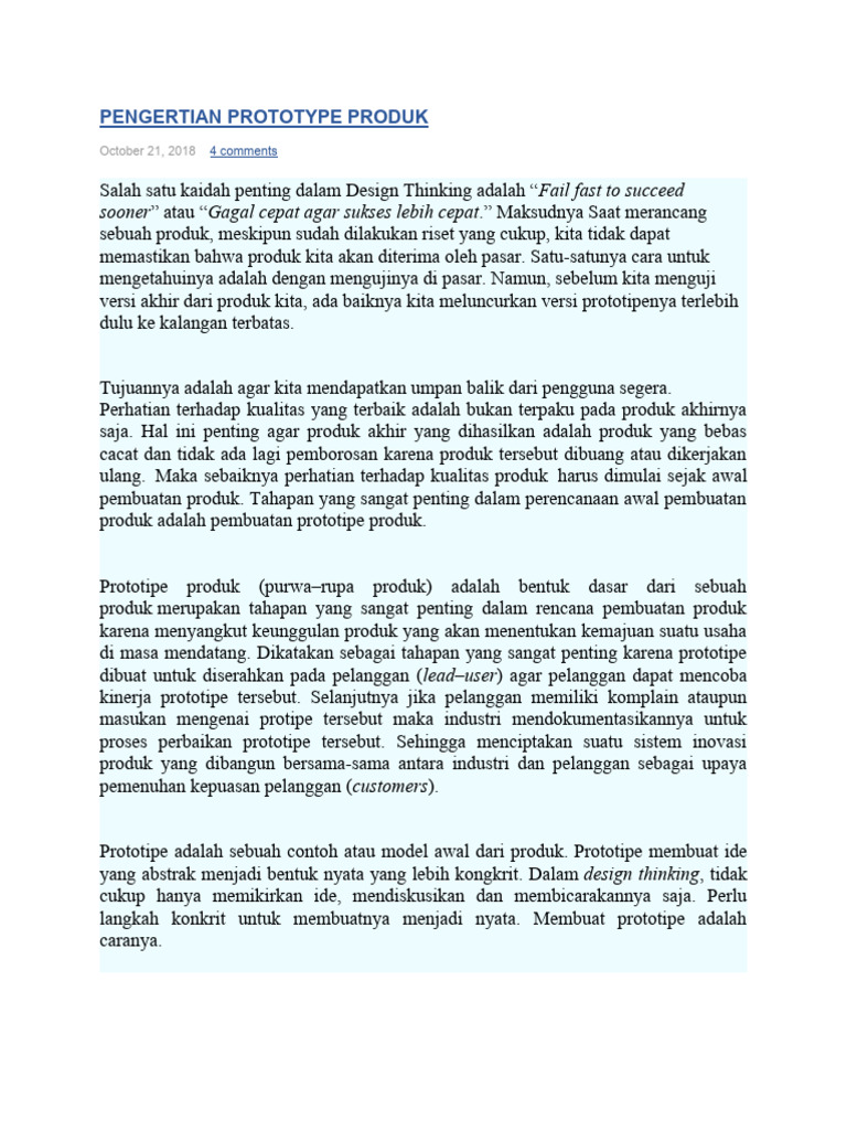 Pengertian Prototype Produk | PDF