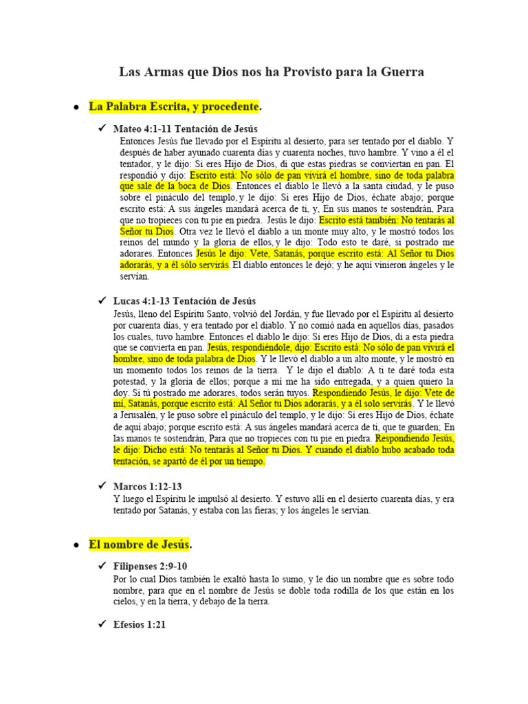 Las Armas Que Dios Nos Ha Provisto para La Guerra | PDF | Jesús ...