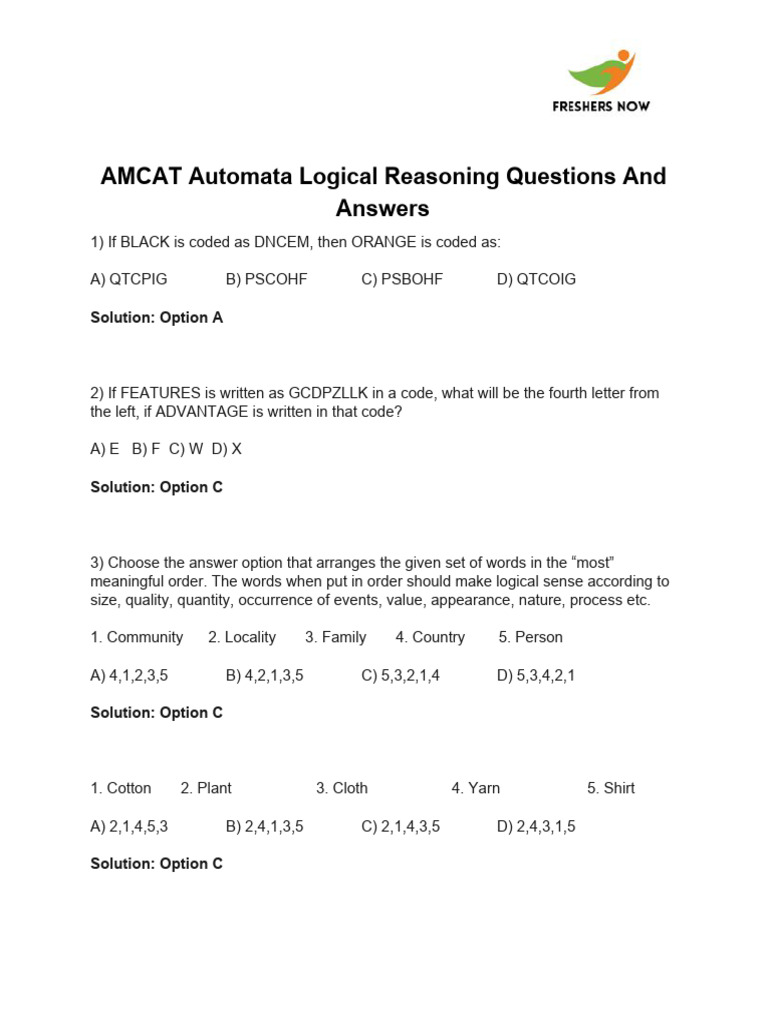 Logical Reasoning Previous Papers | PDF | Teaching Methods & Materials