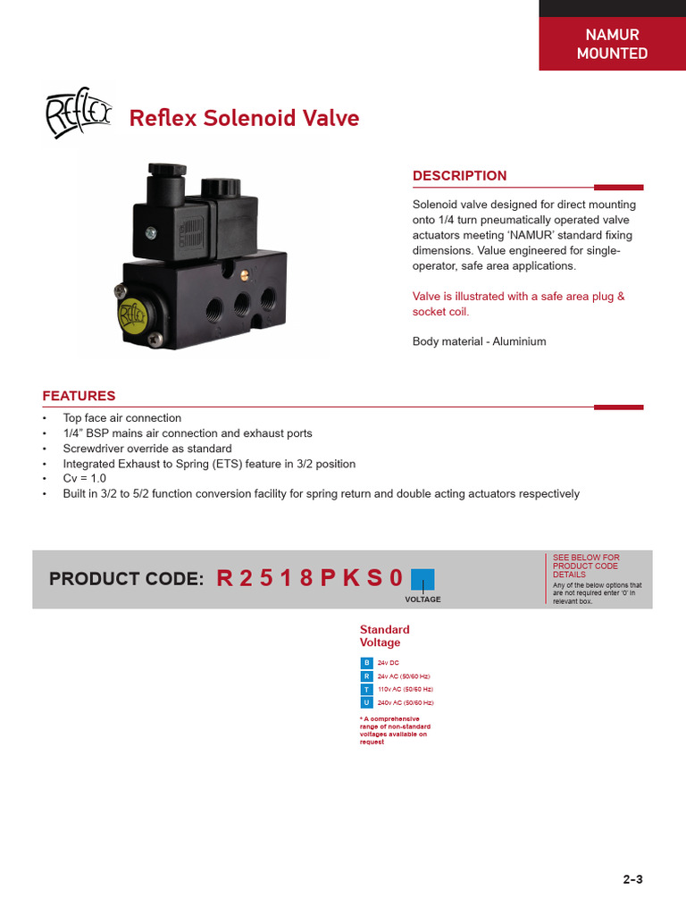 Rgs Reflex Solenoid Actuator | PDF | Valve | Electrical Connector