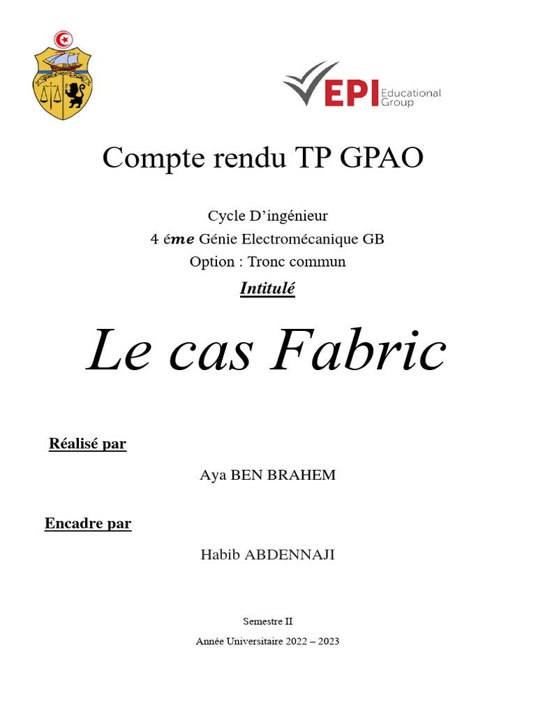 Compte Rendu TP GPAO Aya Ben Brahem | PDF