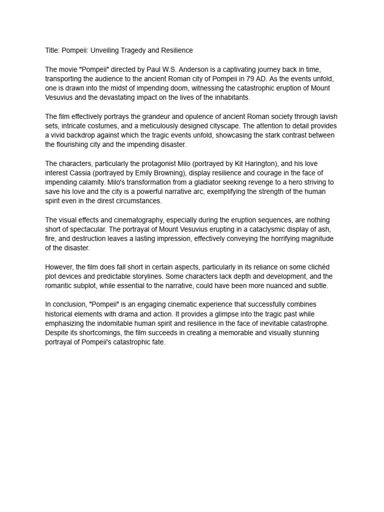 Pompeii Reaction Paper | PDF