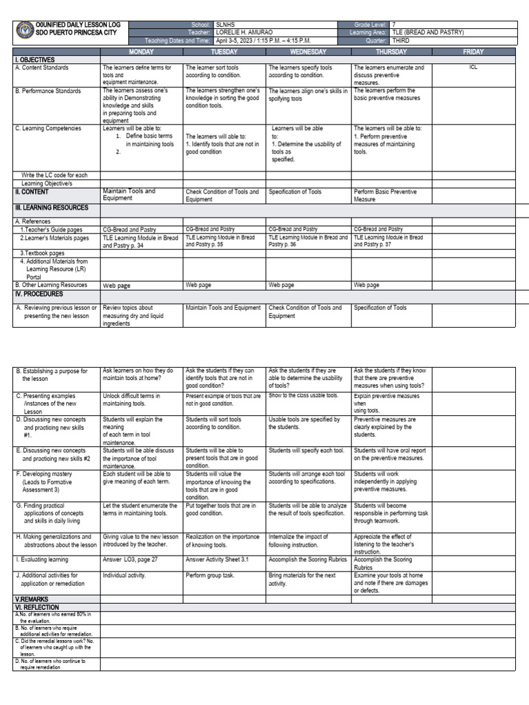 3 DLL BPP Maintain of Tools and Equipment | PDF
