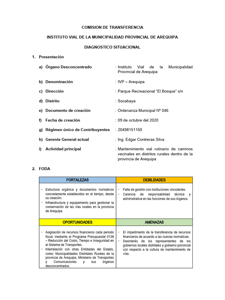 Informe IVP Arequipa (Situacion Actual) | PDF