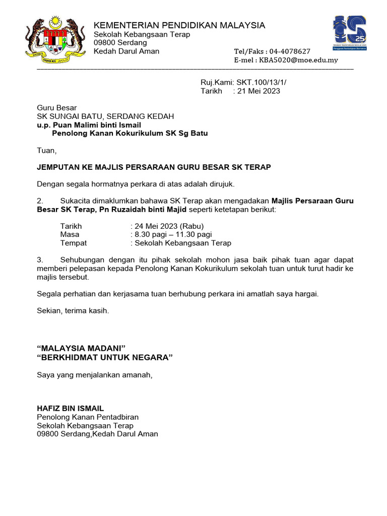 surat jemputan majlis persaraan gb | PDF