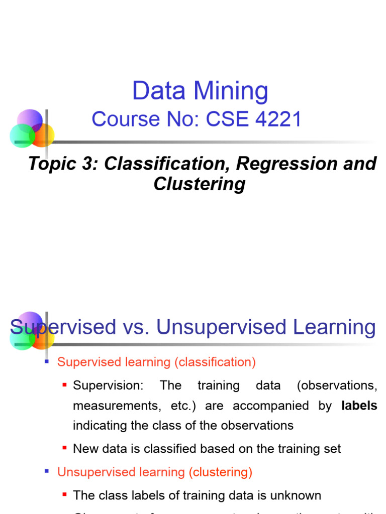 3-Classification, Clustering and Prediction | PDF | Statistical Classification | Support Vector ...