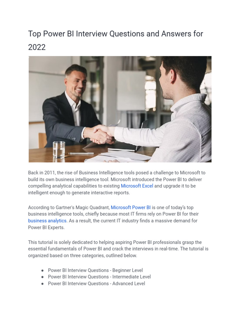 Top Power BI Interview Questions and Answers For 2022 | PDF | Computers