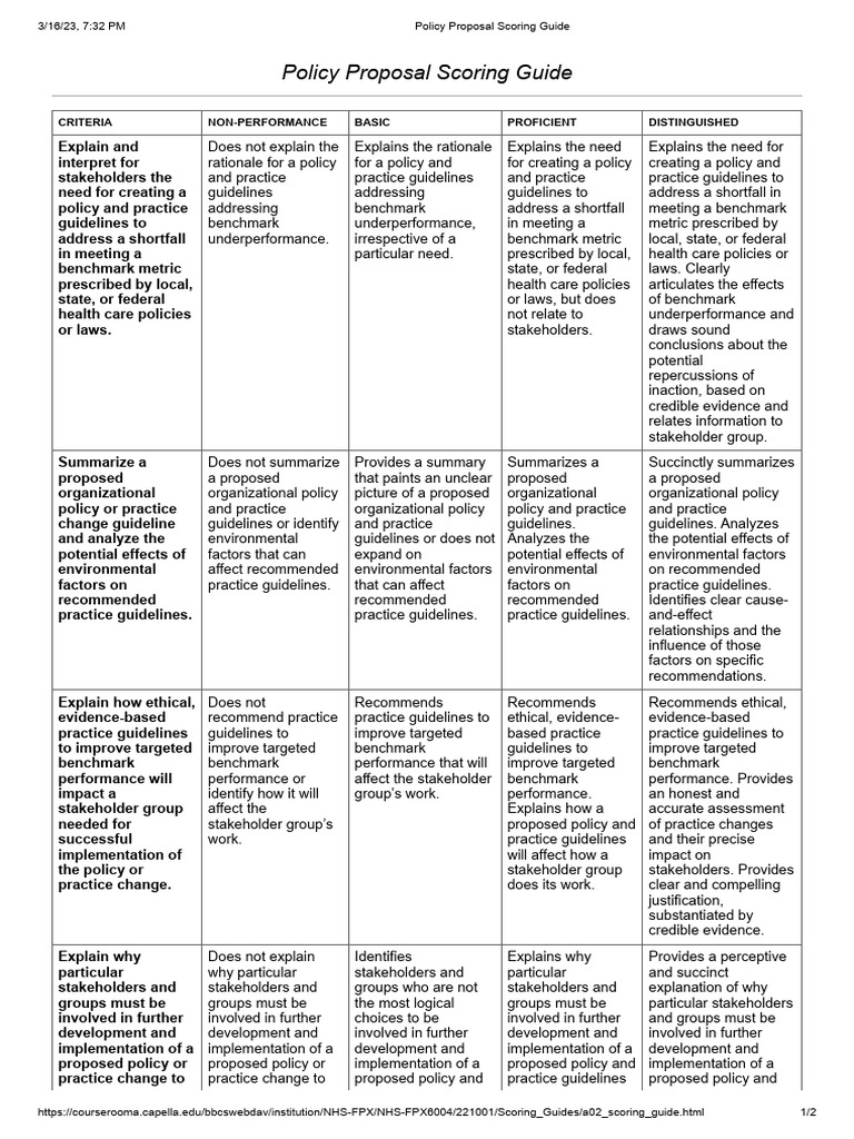 Policy Proposal Scoring Guide | PDF
