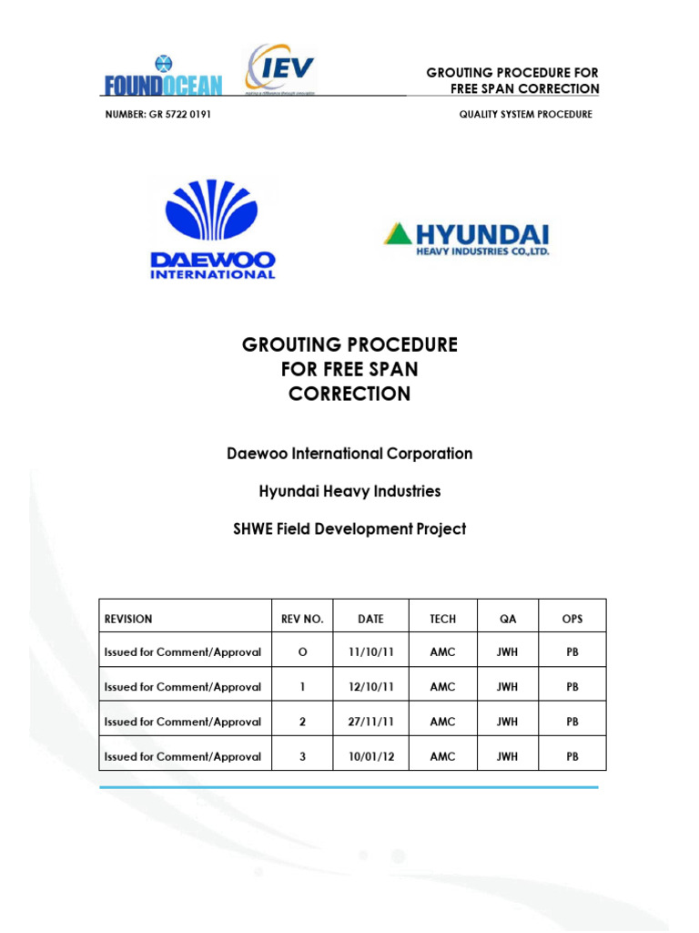 Grouting Procedure For Free Span Correction | PDF