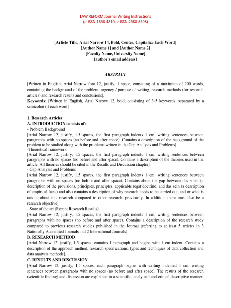 Template Inggris LAW REFORM | PDF | Paragraph | Citation