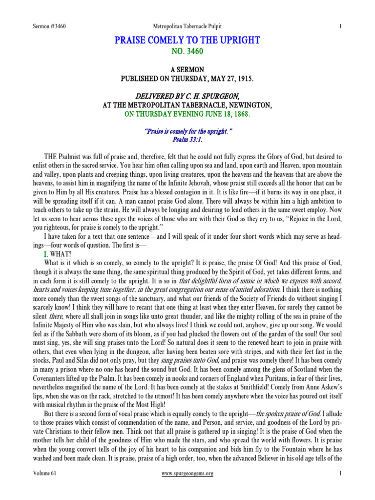 Praise is Comely for the Upright | PDF | Jesus | God