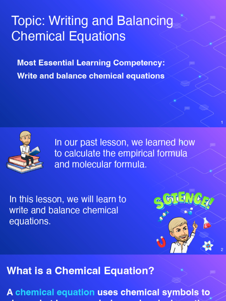 8-Writing-and-Balancing-Chemical-Equations | PDF | Chemical Reactions ...