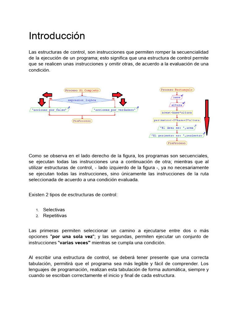 1 Estructuras de Control | PDF | Flujo de control | Programa de computadora