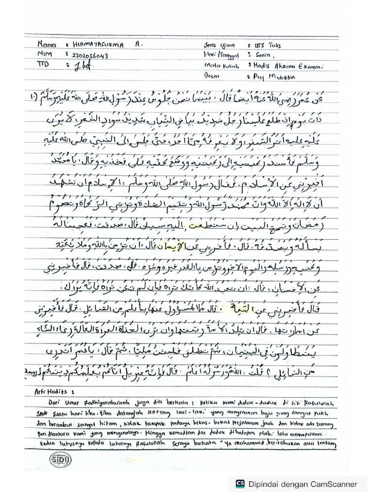 Hirmayasukma A (2202036043) Uts Hadits Ahkam | PDF