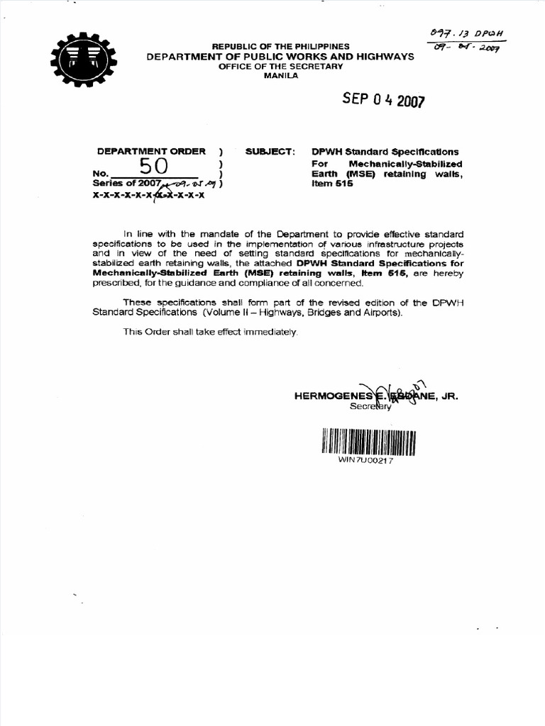 DPWH Geotextile Standards | PDF