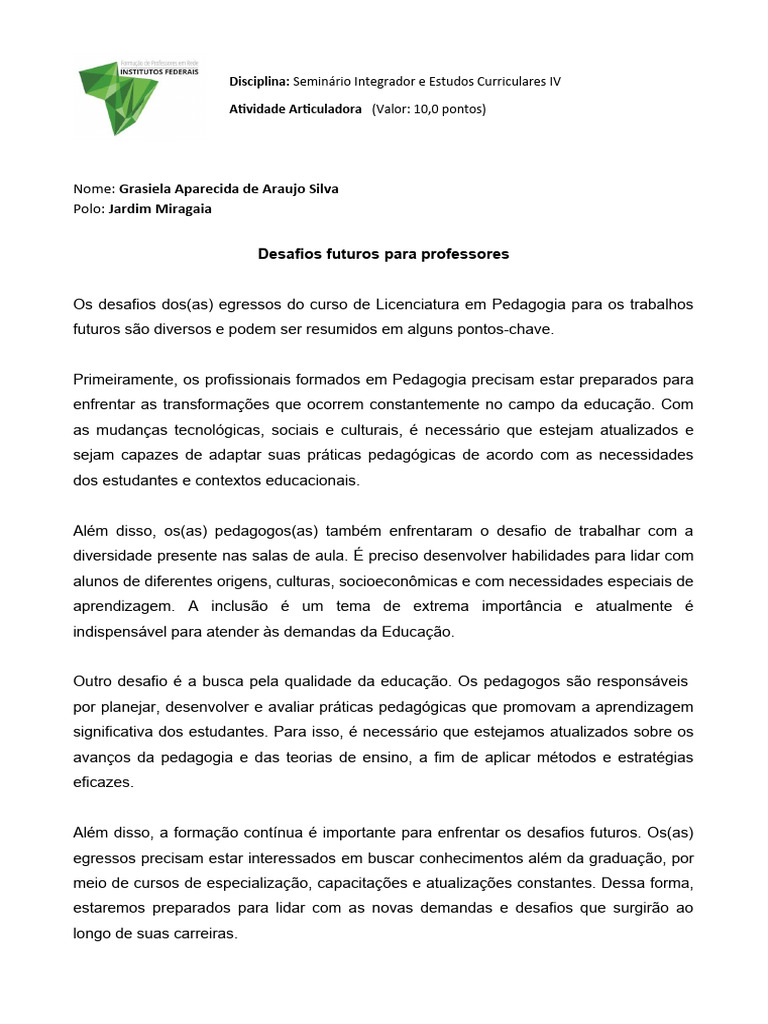 Atividade Integradora 2 | PDF | Pedagogia | Aprendizado