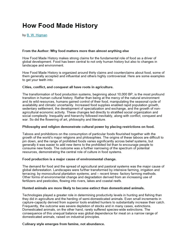 How Food Made History | PDF | Agriculture | Famine