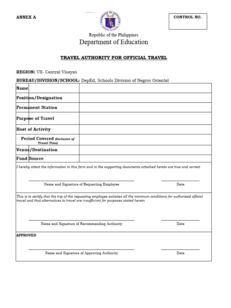 Travel Authority Templates for DepEd | PDF | Government
