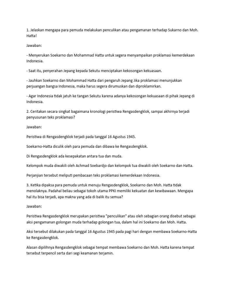 Kronologi Penculikan Soekarno-Hatta | PDF | Politik