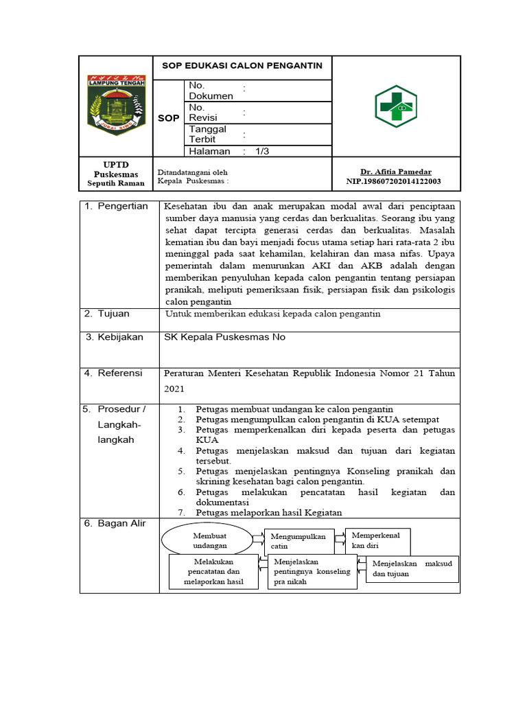 Sop Edukasi Catin | PDF | Kesehatan Holistik