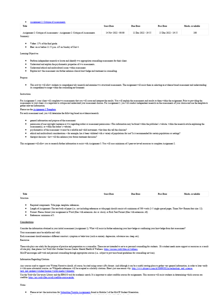 Psyc6233 - Assignment 2 - Outline + Rubric | PDF | Psychology