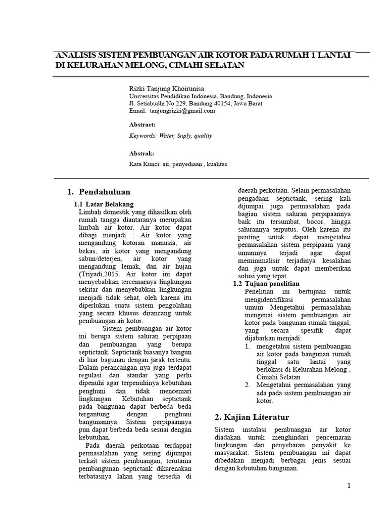 Sistem Pembuangan Air Kotor | PDF | Teknologi & Rekayasa
