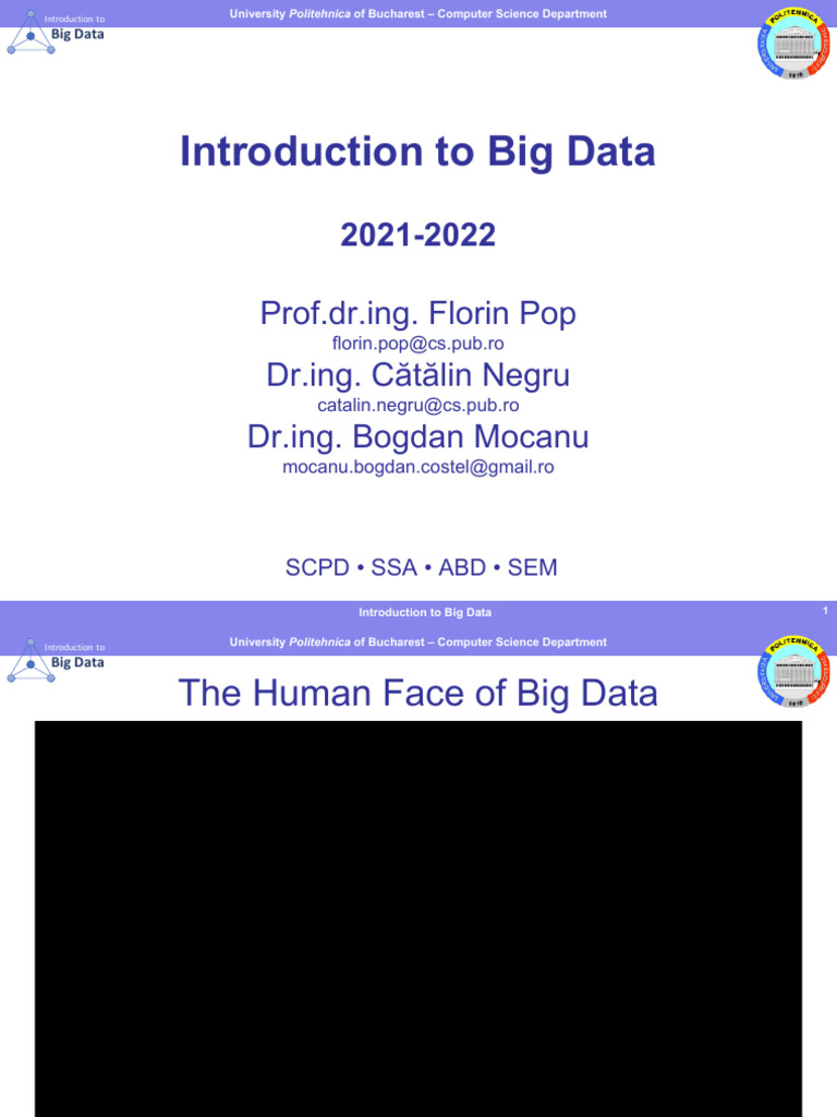 Course Introduction To Big Data (2021-2022) | Download Free PDF | Apache Hadoop | Cloud Computing