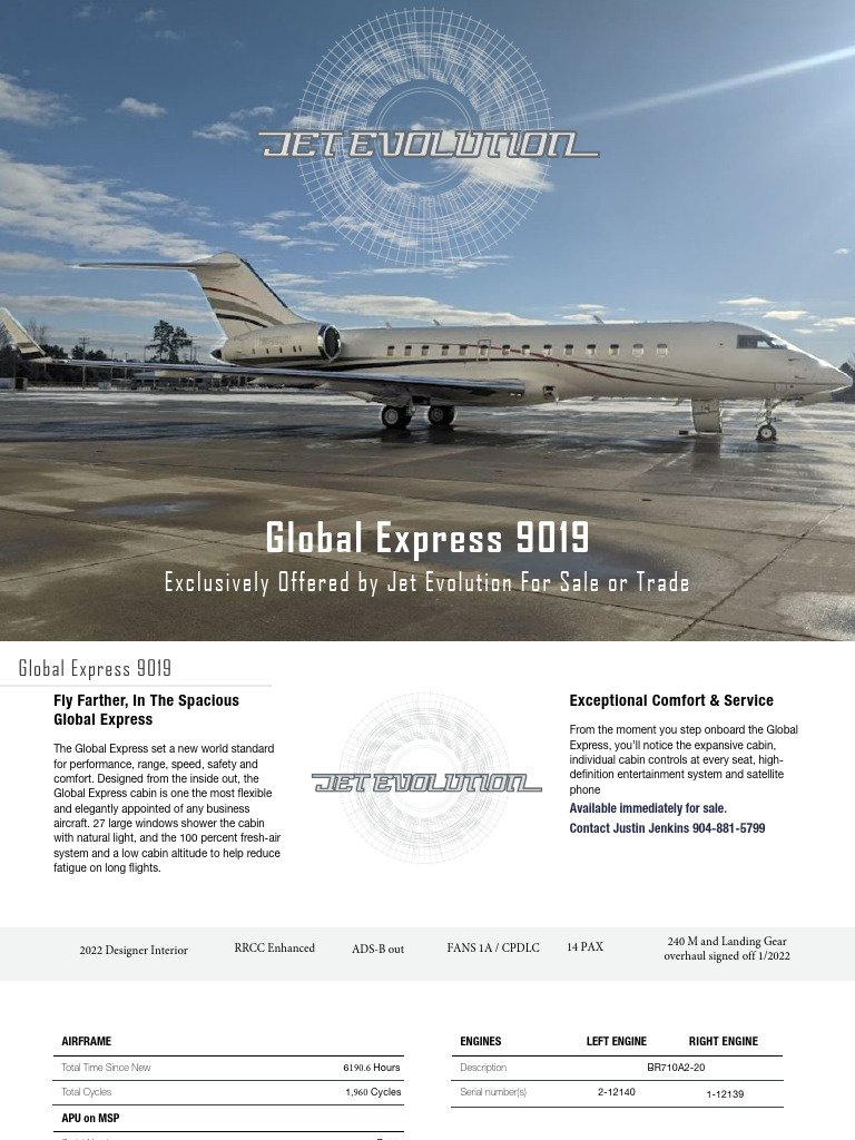 Bombardier Global Express 9019 Sale | PDF | Avionics | Aerospace ...