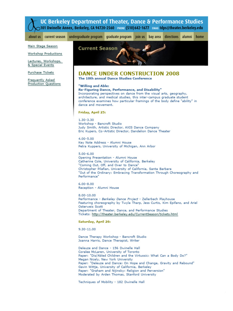 Dance Under Construction 2008 Conference | PDF | Performing Arts | Dances