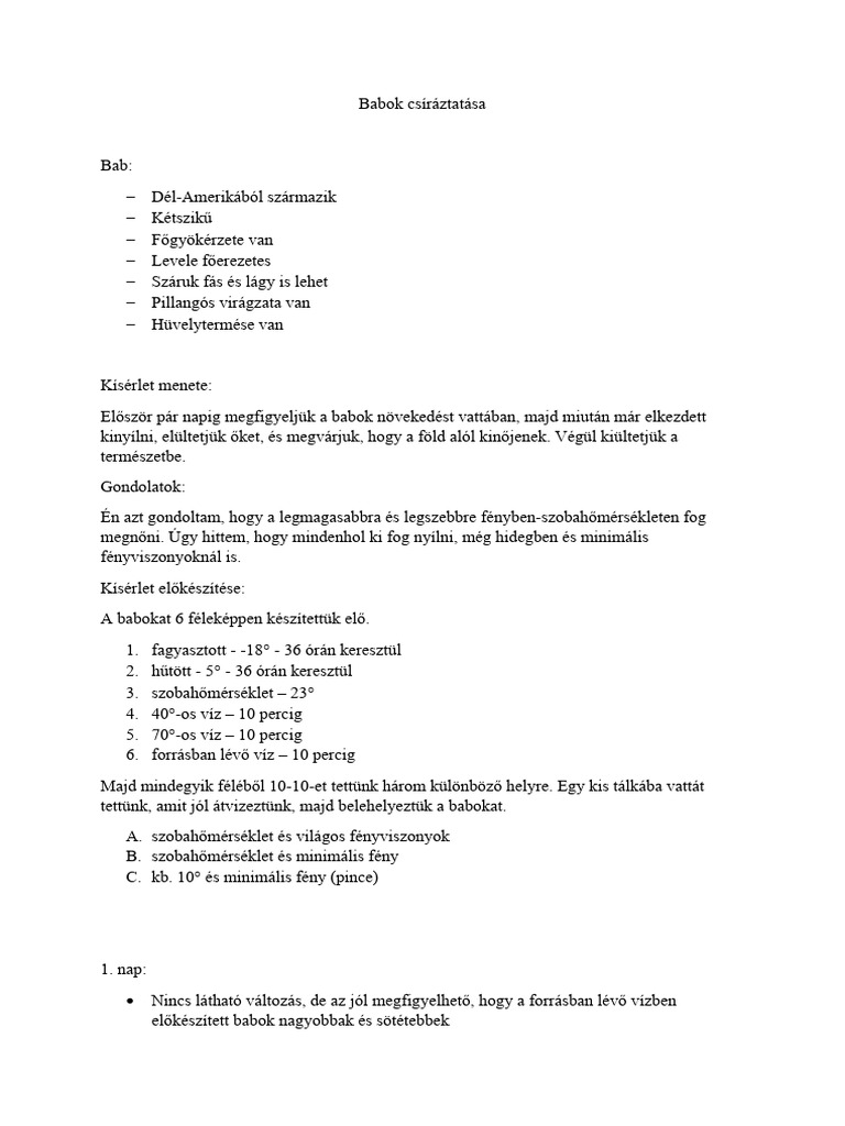 Babok Csíráztatása | PDF