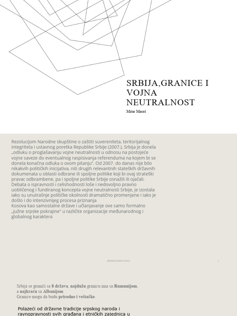 Srbija, Granice I Vojna Neutralnost: Mitar Maraš | PDF