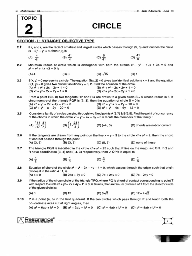 Chapter 2 Circle | PDF