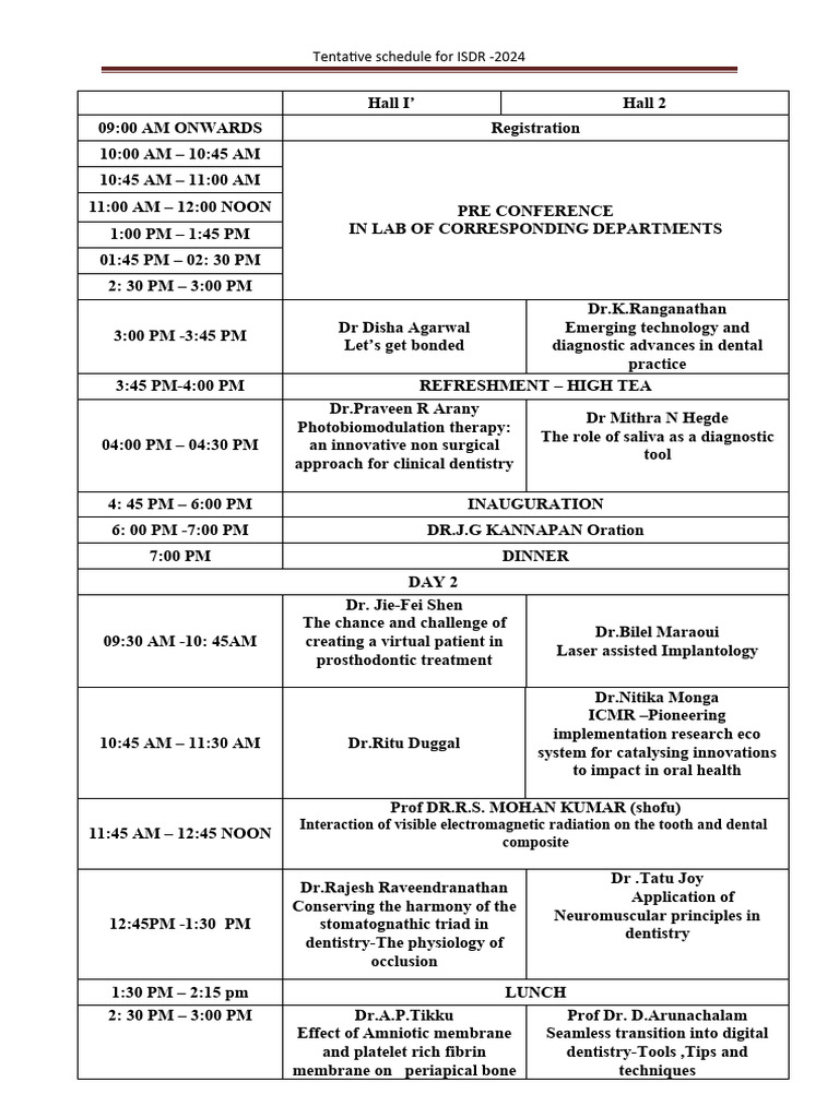 Hall Schedule - Time - Topic | PDF | Wellness | Science & Mathematics