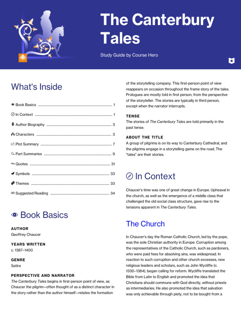 Canterbury Tales SG Course Hero | PDF | The Canterbury Tales | Geoffrey ...