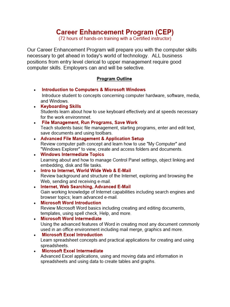 Career Skills for Job Seekers | PDF | Microsoft Word | Microsoft Excel