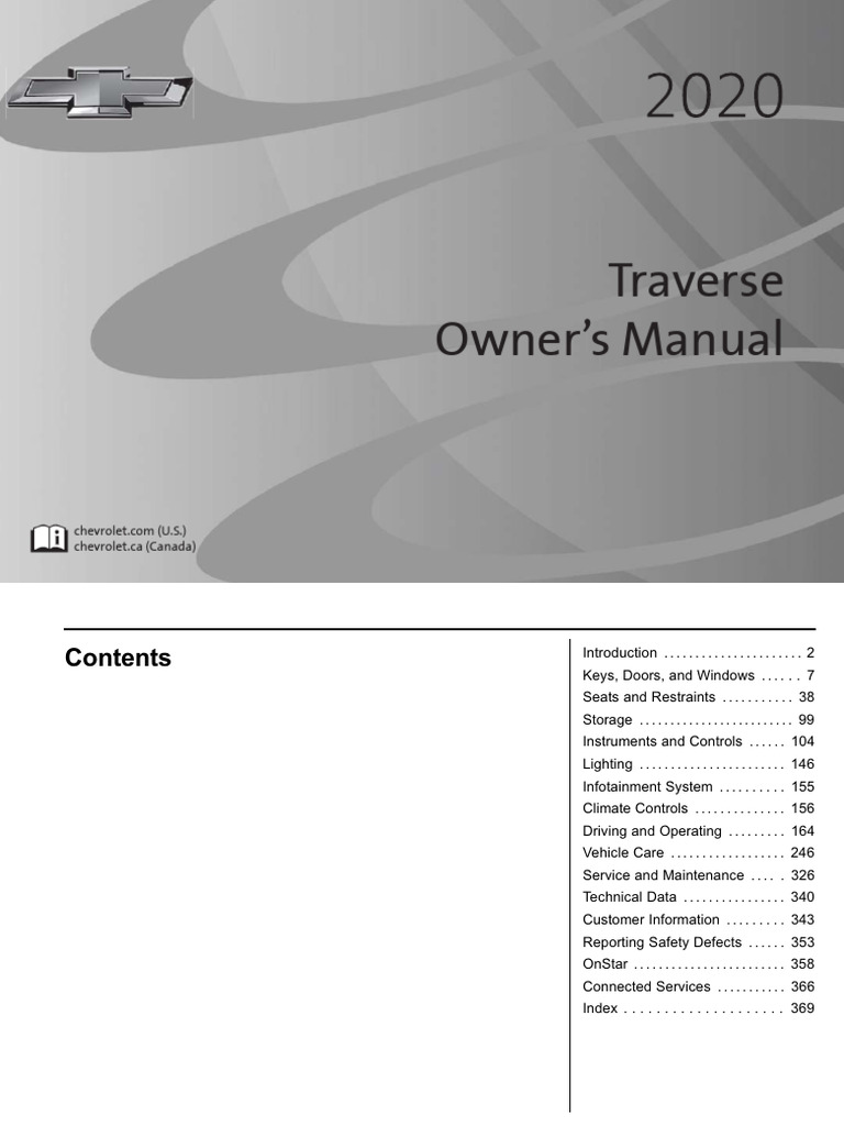 2020 Chevrolet Traverse Owners Manual English | PDF | Vehicles ...