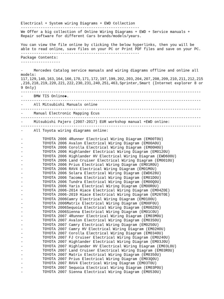 Wiring Diagrams+Service Manuals+EWD+E-books+Software | PDF | Toyota | Ford F Series