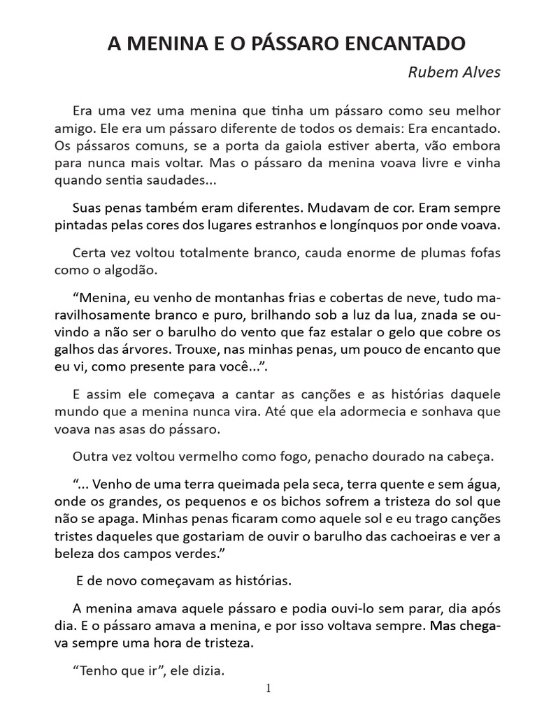 A Menina e o Pássaro Encantado | PDF | Pena (pássaro)