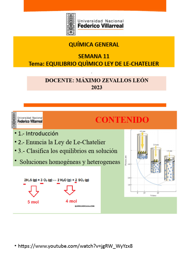 Equilibrio Químico y Le Chatelier | PDF | Equilibrio químico | Gases