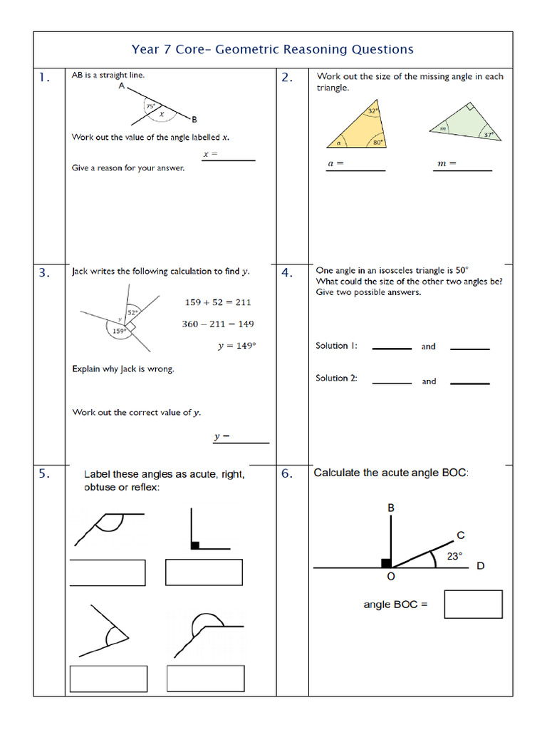 05 Year 7 Geometric Reasoning Questions | PDF | Prime Number | Triangle