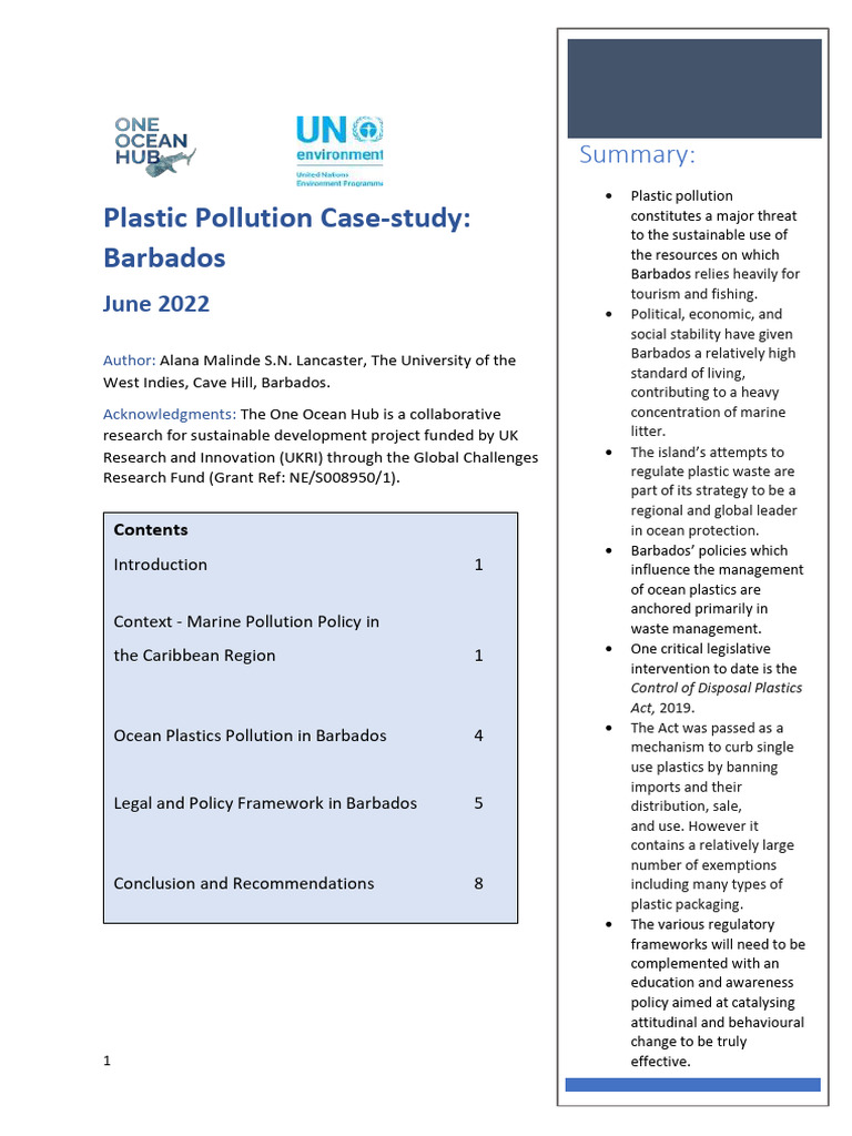 Plastic Pollution Case study Barbados | PDF | Waste Management | Recycling
