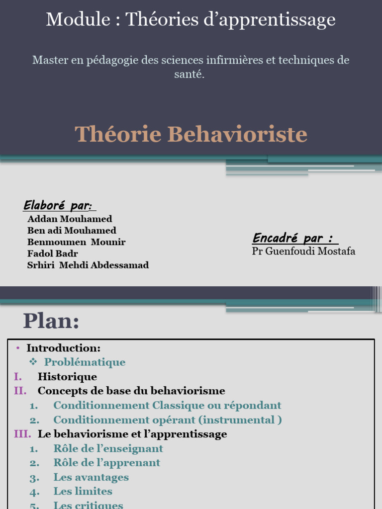 Béhaviorisme 15-02-21 Exposé | PDF | Béhaviorisme | Apprentissage