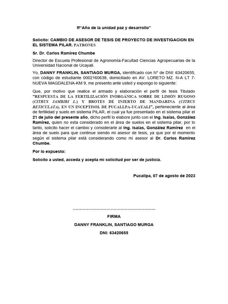 Solicitud Cambio de Asesor | PDF