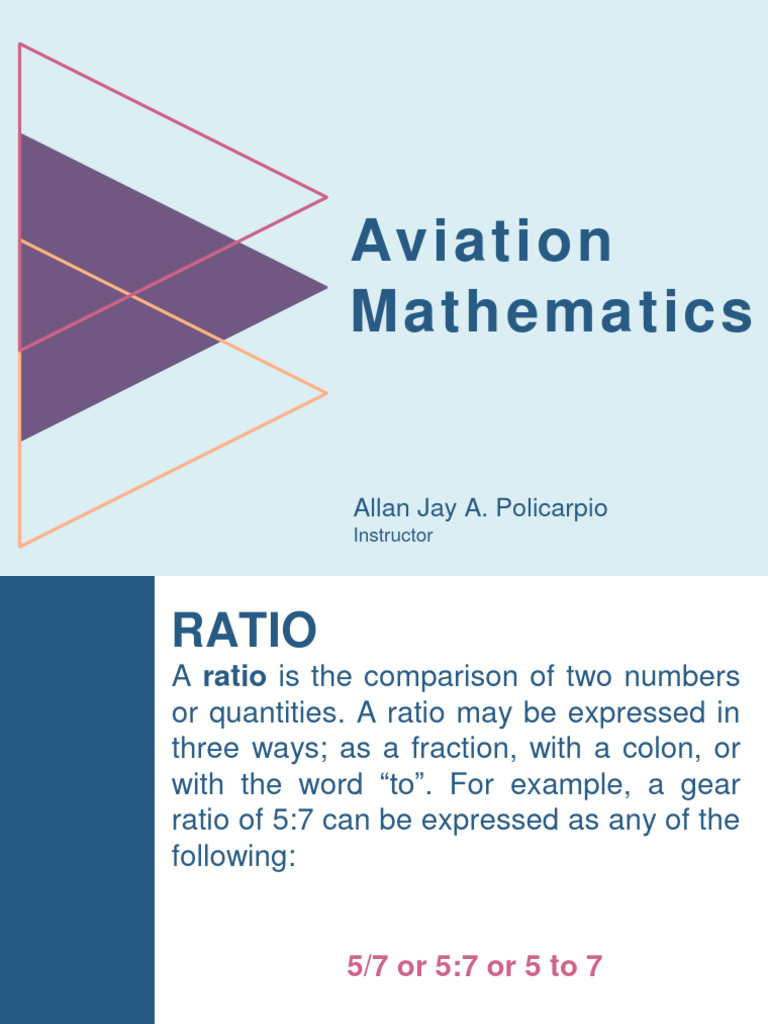 Aviation Mathematics: Allan Jay A. Policarpio | PDF | Ratio | Gear